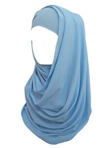 lina & lily non-see-through bubble chiffon muslim hijab head scarf wrap thick lightweight (light blue)