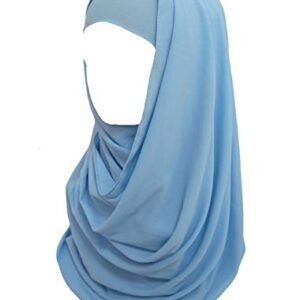 Lina & Lily Non-see-through Bubble Chiffon Muslim Hijab Head Scarf Wrap Thick Lightweight (Light Blue)