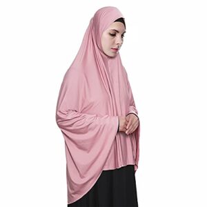 XINFU Women's High Stretch Hijab Muslim Arabian Long Milk Silk Purity Color Chiffon Hijab, Dark Pink, X-Small