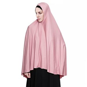 XINFU Women's High Stretch Hijab Muslim Arabian Long Milk Silk Purity Color Chiffon Hijab, Dark Pink, X-Small