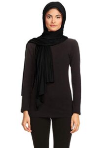 abeelah jersey hijab scarf – made in the usa – islamic, muslim, african and indian fashion compatible (black)