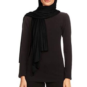 Abeelah Jersey Hijab Scarf - Made in the USA - Islamic, Muslim, African and Indian Fashion Compatible (Black)