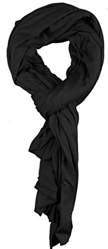 Abeelah Jersey Hijab Scarf - Made in the USA - Islamic, Muslim, African and Indian Fashion Compatible (Black)