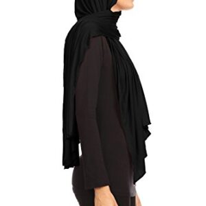 Abeelah Jersey Hijab Scarf - Made in the USA - Islamic, Muslim, African and Indian Fashion Compatible (Black)