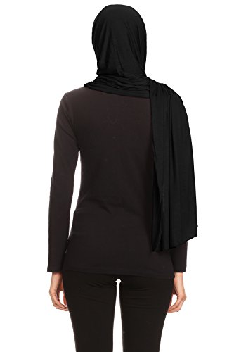 Abeelah Jersey Hijab Scarf - Made in the USA - Islamic, Muslim, African and Indian Fashion Compatible (Black)