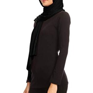 Abeelah Jersey Hijab Scarf - Made in the USA - Islamic, Muslim, African and Indian Fashion Compatible (Black)