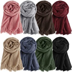 set of 8 women cotton hijab scarf shawl for season lightweight head wraps hijabs for women muslim (bright colors)