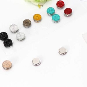 FEIlei Magnetic Hijab Pins, 12 Pairs Muslim Multi-Use Rhinestone Magnetic Scarf Brooches Round Hijab Pins