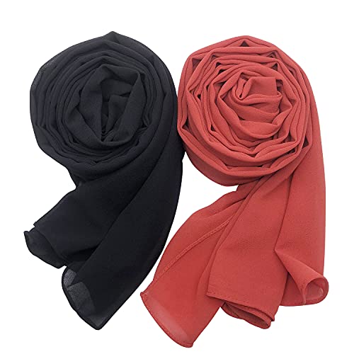 XXUOD 4 pcs Women Soft Chiffon Scarves Shawl Long Scarf Wrap Scarves Head Wraps Series A.