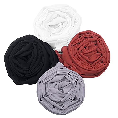 XXUOD 4 pcs Women Soft Chiffon Scarves Shawl Long Scarf Wrap Scarves Head Wraps Series A.