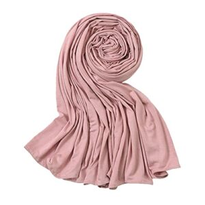 hophor soft stretch head wrap scarfs long muslim hijab jersey scarf shawls and wraps (pink)