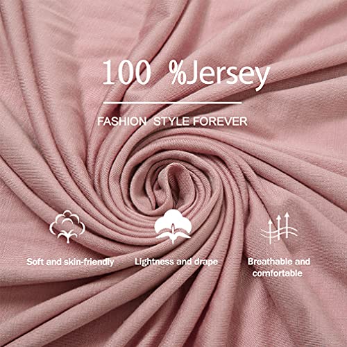 Hophor Soft Stretch Head Wrap Scarfs Long Muslim Hijab Jersey Scarf Shawls and Wraps (Pink)