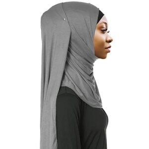 Muslim Cotton Hijab Jersey - 2pcs High Stretch Muslim Headwarps Soft Hijab Scarf for Women I (Scarf+Undercap), 70" x 21.5"