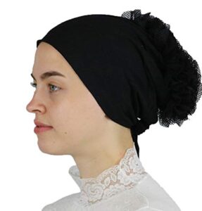 modefa islamic women’s volumizing non-slip cotton hijab bonnet cap underscarf (black)