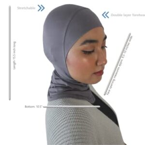 Ninja Bonnet Hijab Full Neck Coverage Under Scarf - Muslimah Stretchy Jersey Head Scarf Bonnet Accessories [Workout wear daily essentials] 1 Black + 1 Gray (SABANJ9501)