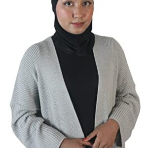 Ninja Bonnet Hijab Full Neck Coverage Under Scarf - Muslimah Stretchy Jersey Head Scarf Bonnet Accessories [Workout wear daily essentials] 1 Black + 1 Gray (SABANJ9501)