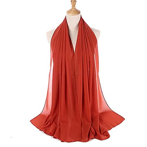 Hijab for Women Chiffon Hijab Scarf Solid Color Bubble Chiffon Long Shawl (TX Oragne)