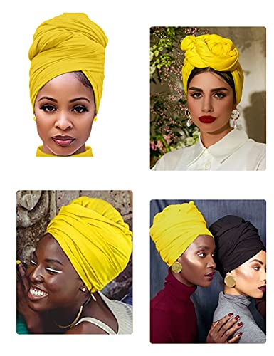 Harewom 3PCS Head Wraps for Black Women Turban Headwraps Stretchy African Hair Wraps Soft Jersey Head Scarf Tie Headbands Pack for Dread Locs Natural Hair