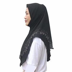 Modest Beauty Women's Muslim Islamic Chiffon Scarf Hijab for Girls Rhinestone Hijabs Scarves Double Layer