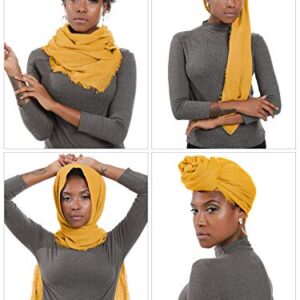 Century Star Womens Turban Head Wrap Scarve Soft Cotton Headbands Hijab for Women All Season Long Scarf Yellow&Red&Navy&Army Green