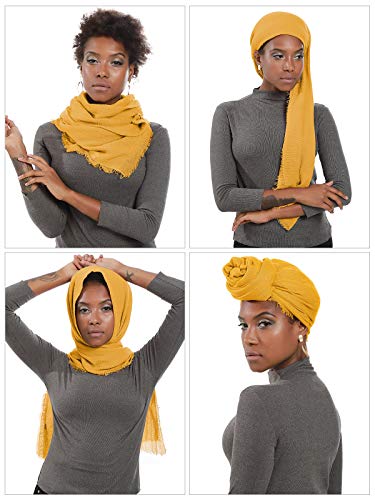 Century Star Womens Turban Head Wrap Scarve Soft Cotton Headbands Hijab for Women All Season Long Scarf Yellow&Red&Navy&Army Green