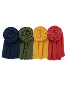 century star womens turban head wrap scarve soft cotton headbands hijab for women all season long scarf yellow&red&navy&army green