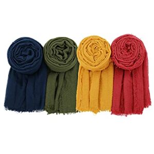 Century Star Womens Turban Head Wrap Scarve Soft Cotton Headbands Hijab for Women All Season Long Scarf Yellow&Red&Navy&Army Green