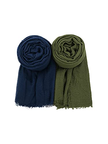 Century Star Womens Turban Head Wrap Scarve Soft Cotton Headbands Hijab for Women All Season Long Scarf Yellow&Red&Navy&Army Green