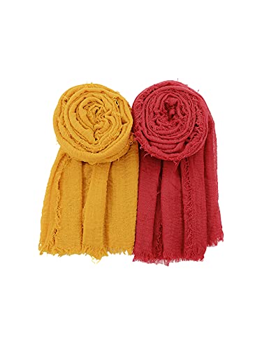 Century Star Womens Turban Head Wrap Scarve Soft Cotton Headbands Hijab for Women All Season Long Scarf Yellow&Red&Navy&Army Green