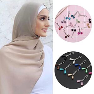 Nifocc 20pcs Muslim Scarf Clips Pins Faux Pearl Hijab Pins U Shaped Brooch for Women Lady Wedding Dress Boutonniere Decorative Headscarf Shawl Accessories - Black White Teardrop Spherical