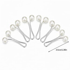 Nifocc 20pcs Muslim Scarf Clips Pins Faux Pearl Hijab Pins U Shaped Brooch for Women Lady Wedding Dress Boutonniere Decorative Headscarf Shawl Accessories - Black White Teardrop Spherical