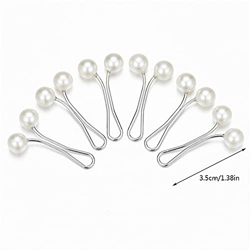 Nifocc 20pcs Muslim Scarf Clips Pins Faux Pearl Hijab Pins U Shaped Brooch for Women Lady Wedding Dress Boutonniere Decorative Headscarf Shawl Accessories - Black White Teardrop Spherical