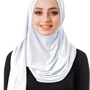 VeilWear No pins, cotton head scarf, instant hijab one piece, ready to wear muslim accessories for women (white)