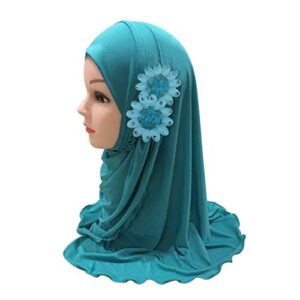 Girls Hijab Scarf with Flowers, Soft Muslim Hijab Islamic Scarf Shawls for 2-7Y