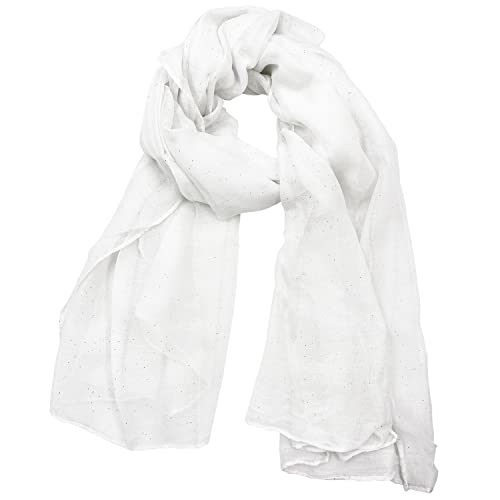 woogwin Women's Cotton Scarves Lady Light Soft Fashion Solid Scarf Wrap Shawl(Glitter White)