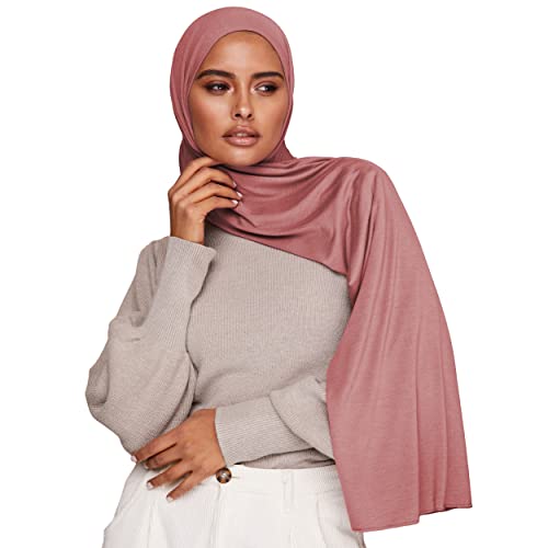 VOILE CHIC Hijab for Women - Premium Jersey Head Scarf Wrap (Dusty Rose)