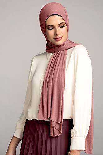 VOILE CHIC Hijab for Women - Premium Jersey Head Scarf Wrap (Dusty Rose)