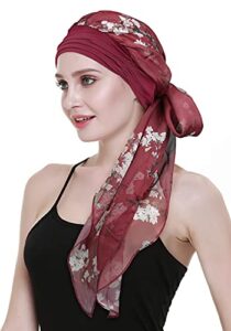 women’s cancer headwear bamboo scarf with cap compliments head wraps chemo turbans