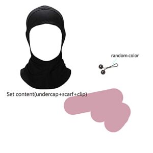 Muslim Cotton Hijab Jersey - 2pcs High Stretch Muslim Headwarps Soft Hijab Scarf for Women I (Scarf+Undercap), 70" x 21.5"