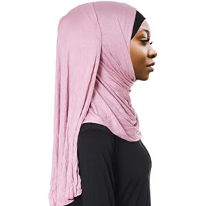 Muslim Cotton Hijab Jersey - 2pcs High Stretch Muslim Headwarps Soft Hijab Scarf for Women I (Scarf+Undercap), 70" x 21.5"