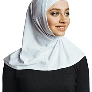 VeilWear No pins, cotton head scarf, instant hijab two piece, ready to wear muslim accessories for women (white), One Size