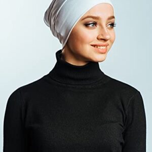 VeilWear No pins, cotton head scarf, instant hijab two piece, ready to wear muslim accessories for women (white), One Size