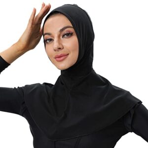 Women's Swim Hijabs Full Coverage Swim Scarf Sun Protective (Black)