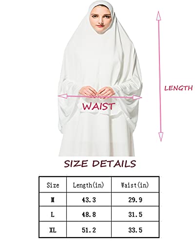 Qubanda Women Muslim Islam Headscarf Hijabs Muslim Headscarf Turban Jersey Hijabs Long Cape Hat, White, Large