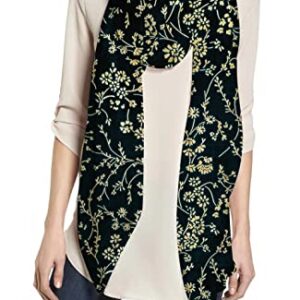 Lina & Lily Gold Glitter Floral Pattern Scarf Shawl Hijab (Black)