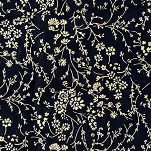 Lina & Lily Gold Glitter Floral Pattern Scarf Shawl Hijab (Black)