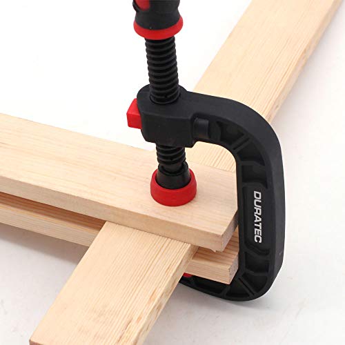 DURATEC QUICK-GRIP C Clamp,G Clamps Set and Release Quickly,Strong Clamping Force Plastic Rubber Clamp,Sturdy Clamp for Woodworking,DIY Works (4, 6 inch)