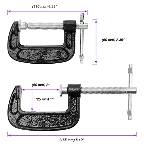 JOIKIT 8 PCS 2 Inch C Clamps Set, Heavy Duty G Clamp with 2 Inch Jaw Opening for Woodworking, Welding, and Metal Working