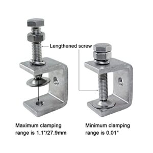 Wdwlbsm 4Pcs 304 Stainless Steel C-Clamps Tiger Clamp Heavy Duty G-Clamp Woodworking Welding Building Home Improvement Small Clamp 1-1/5" Wide Jaw Openings