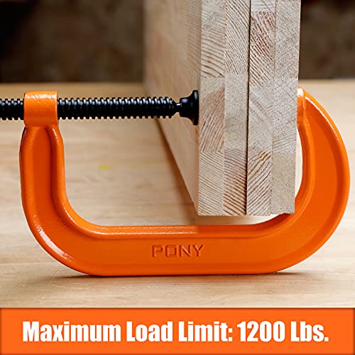 Pony 6-in C-Clamp Set, Clamps for Woodworking,1200lbs Load Limit, Ideal for most DIY, Woodworking and Household Clamping Projects-2 Pack